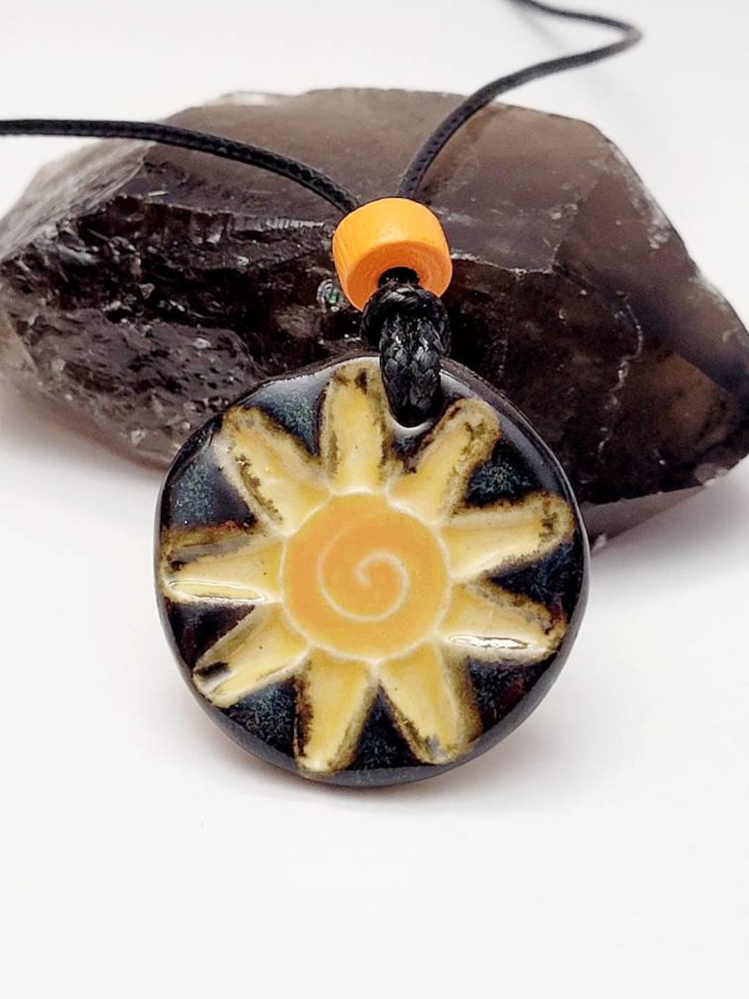 Celestial Ceramic Handmade Clay Sun Pendant Necklace - Etsy