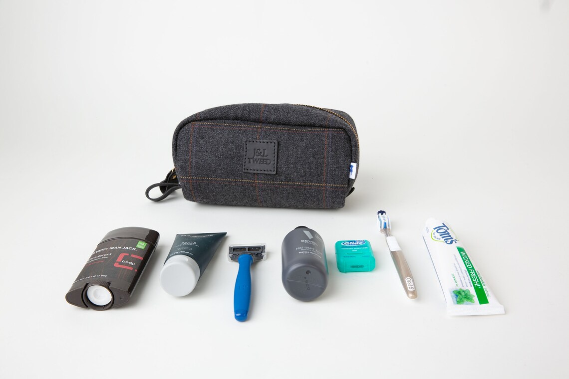 Tweed Norman Dopp Kit - Premium Wool Men's Wash Bag With Waterproof ...