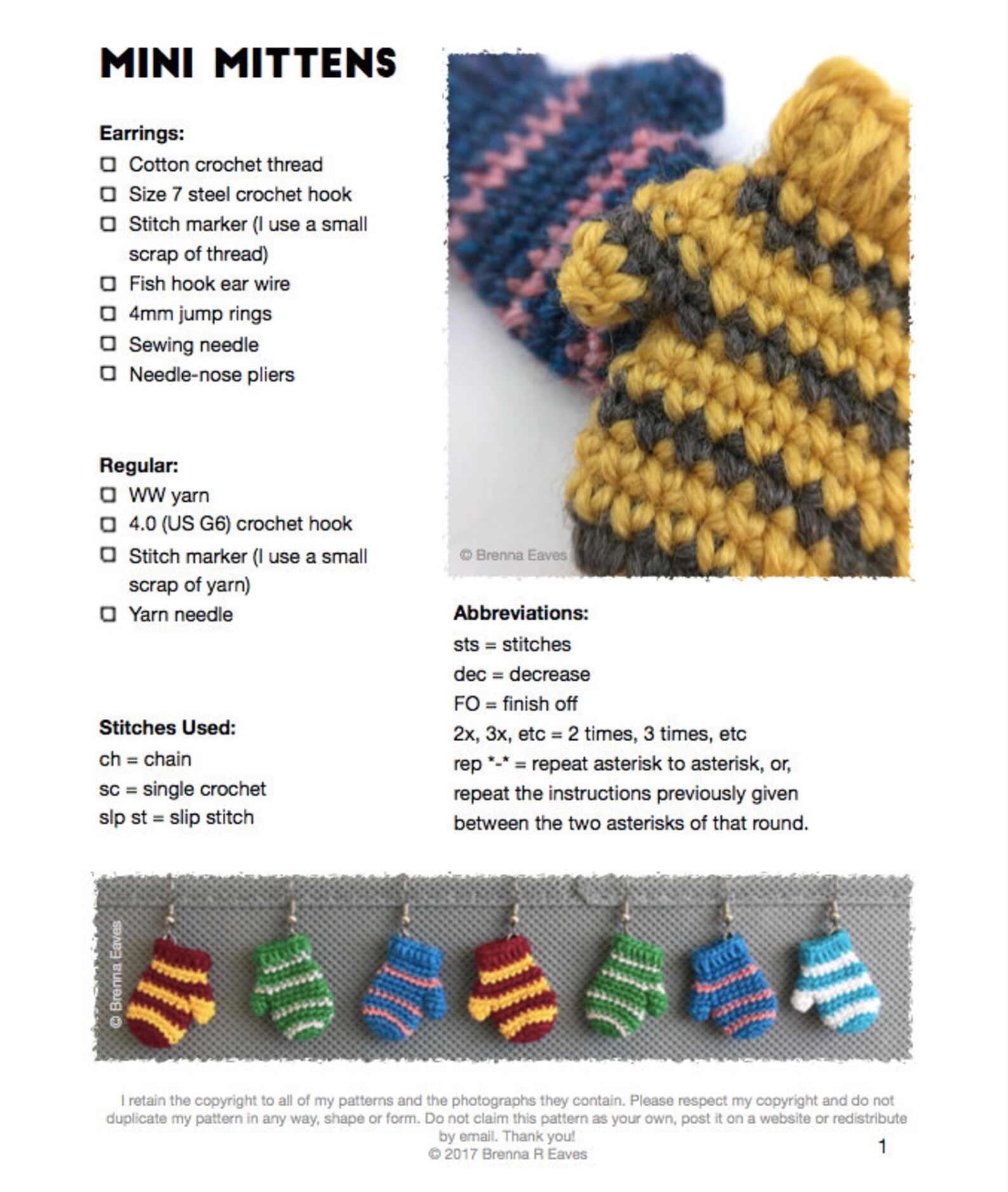 PDF CROCHET PATTERN Mini Mittens - Etsy