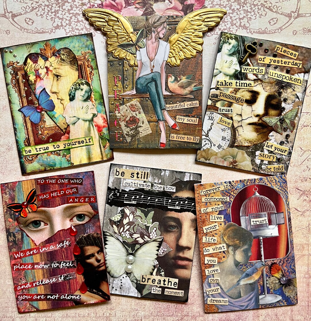 ORIGINAL MINI COLLAGES Art Trading Cards Atc Altered Art Therapy ...