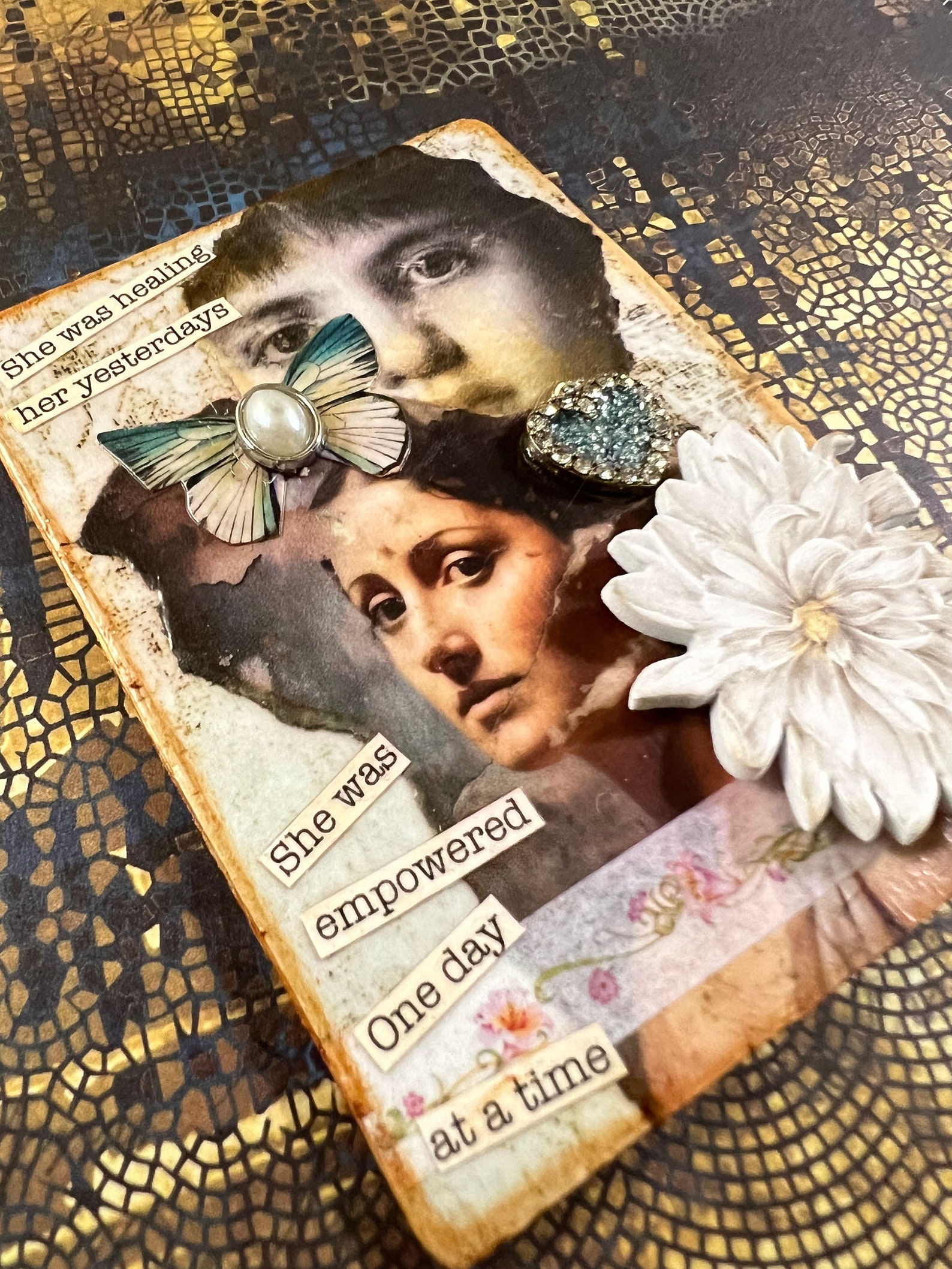 EMPOWERED Original Mini Collage Art Trading Card Atc Altered Recovery ...