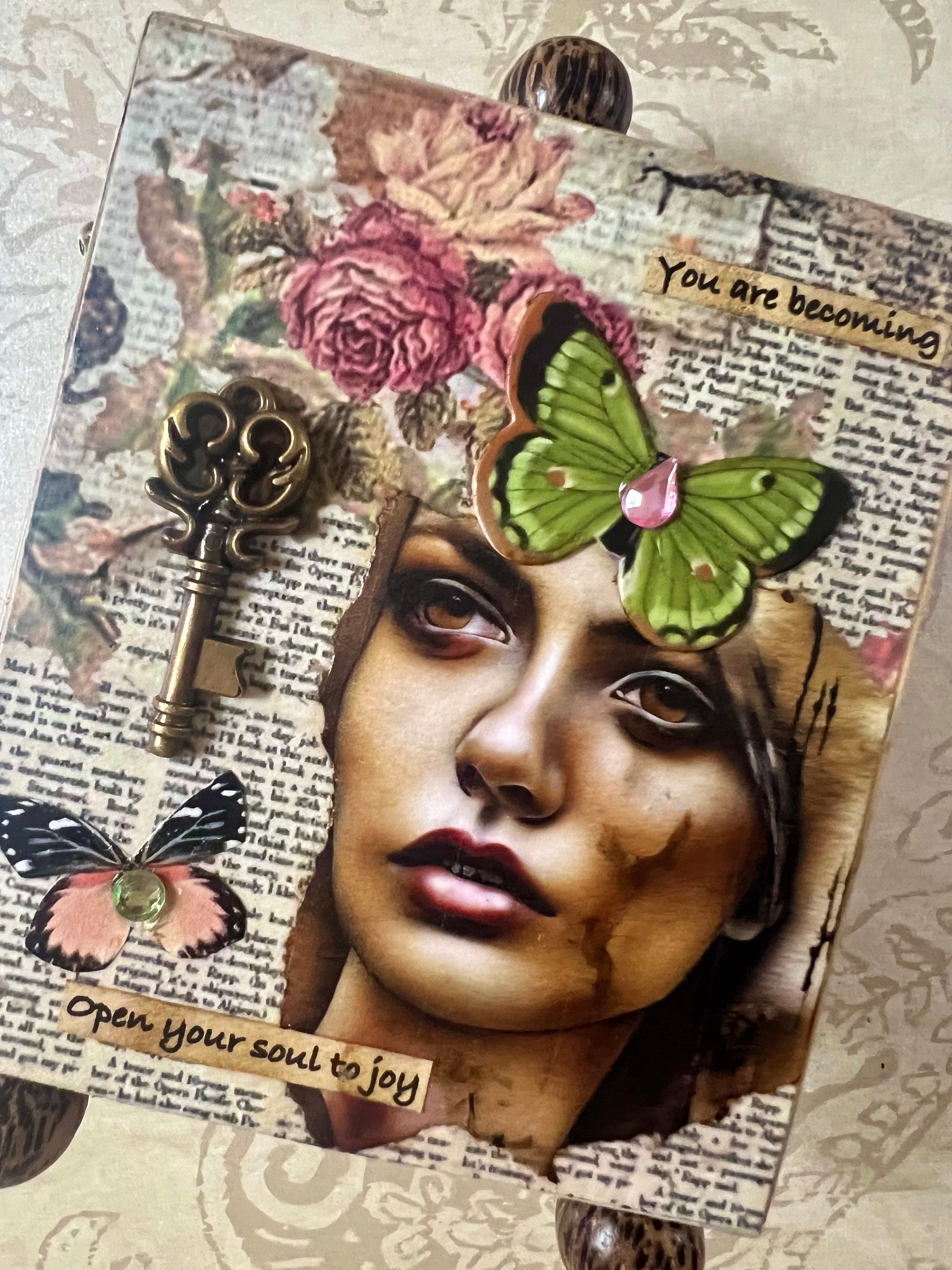 YOU ARE BECOMING Art Therapy Collage Block Original Altered Wood ...