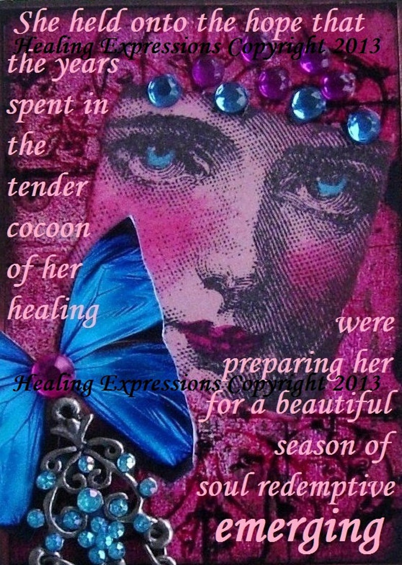 Soul Emerging Cocoon 5X7 PRINT Inspirational Collage Face Hope ...