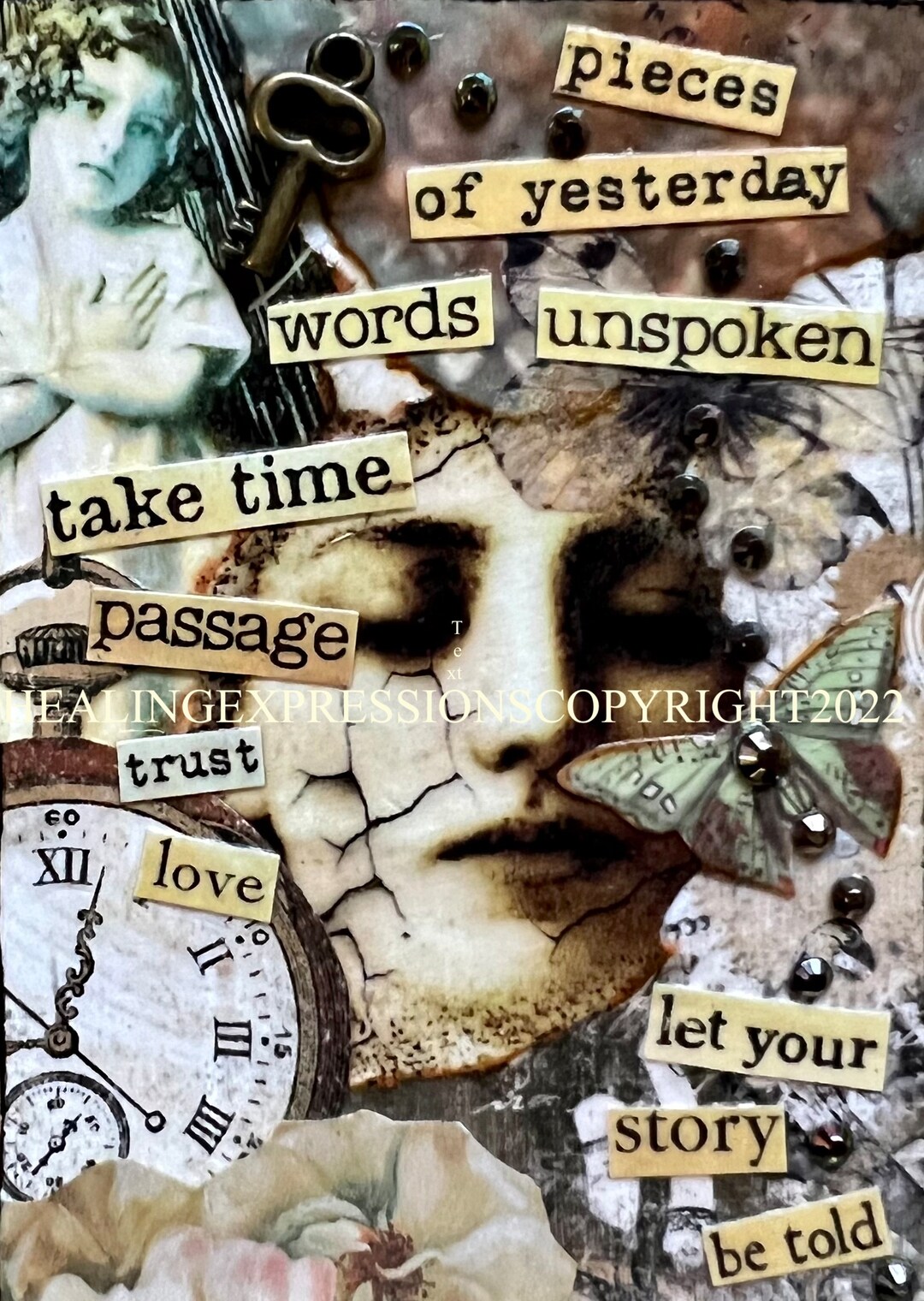 PASSAGE Altered Healing Art Therapy Woman Recovery Print Collage Card ...
