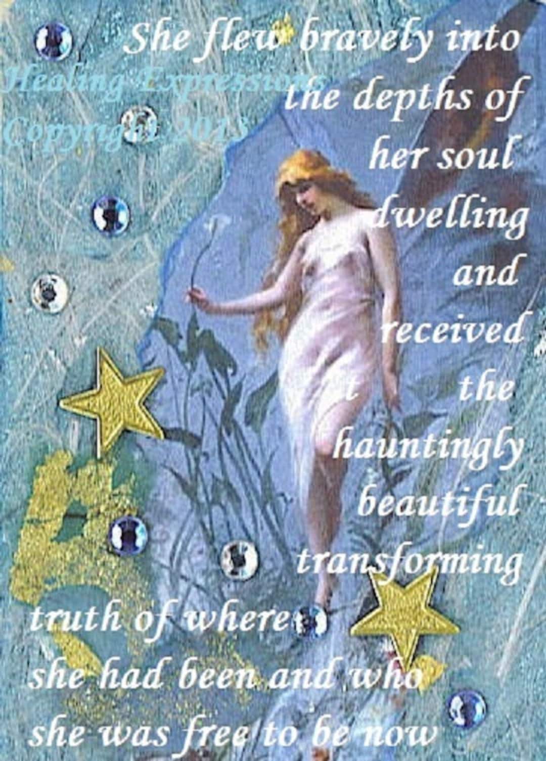 THE DEPTHS 5 X 7 PRINT Inspirational Collage Hope Fairy Altered Art ...