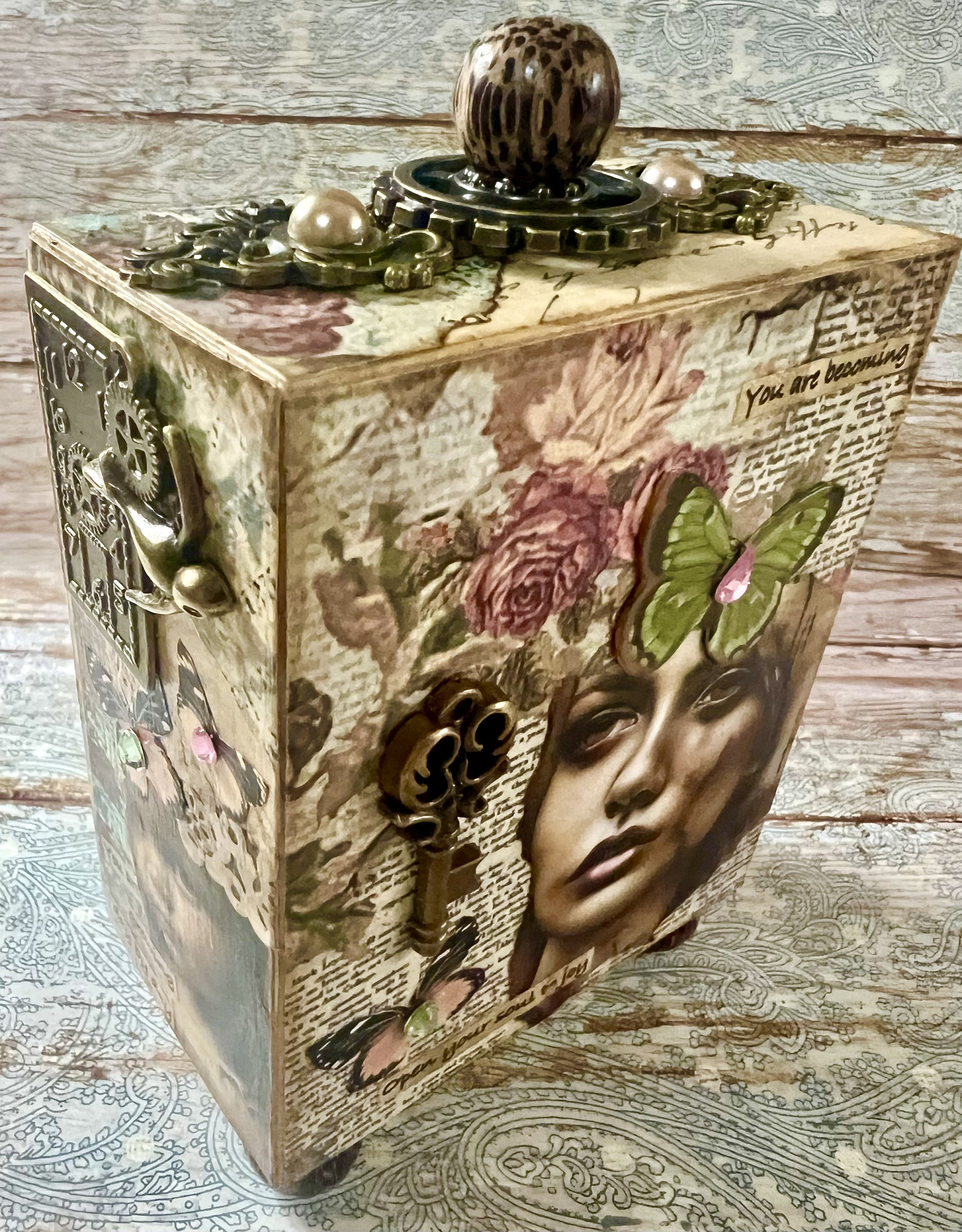 YOU ARE BECOMING Art Therapy Collage Block Original Altered Wood ...