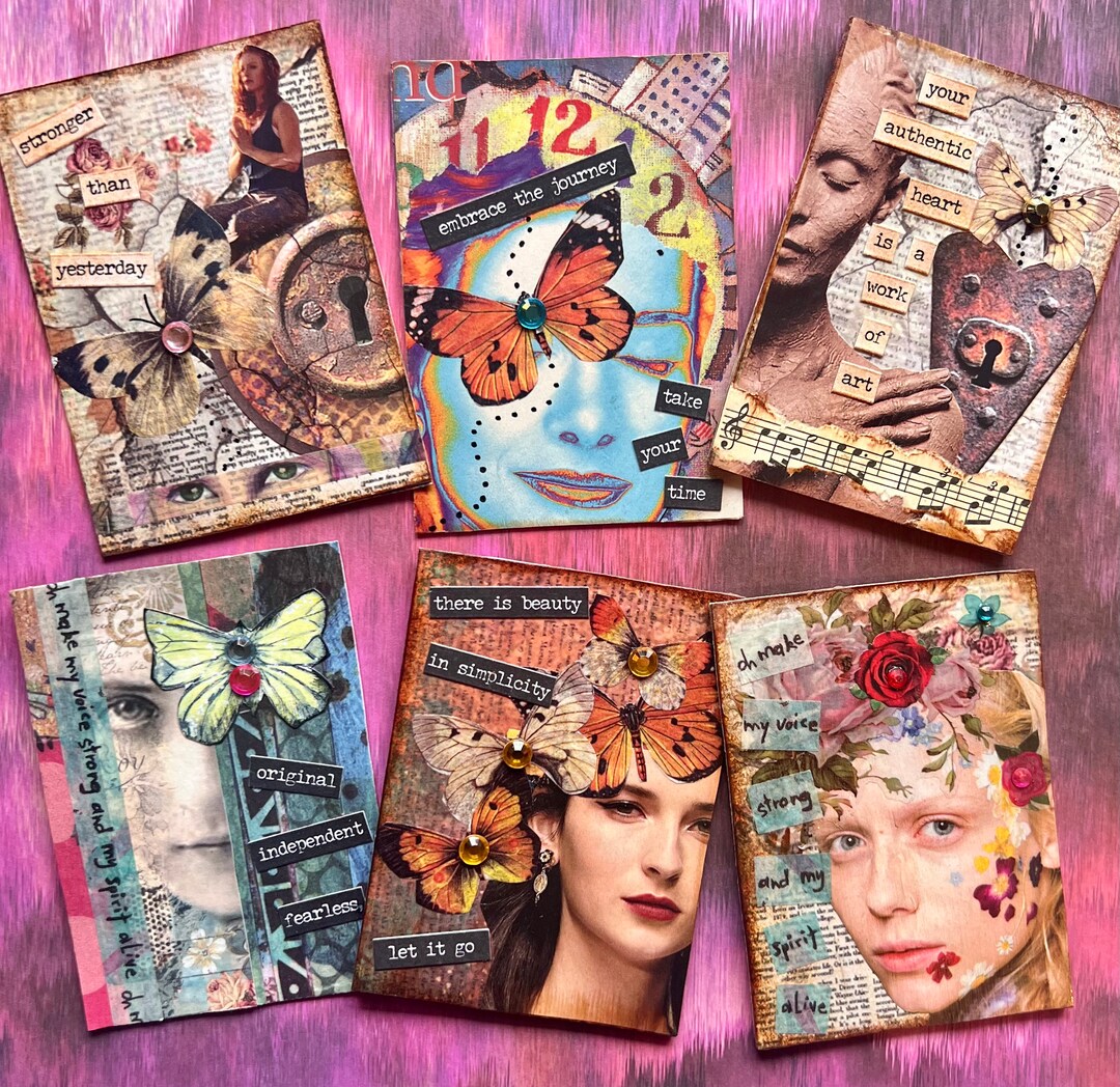 ORIGINAL MINI COLLAGES Art Trading Cards Atc Altered Art Therapy ...