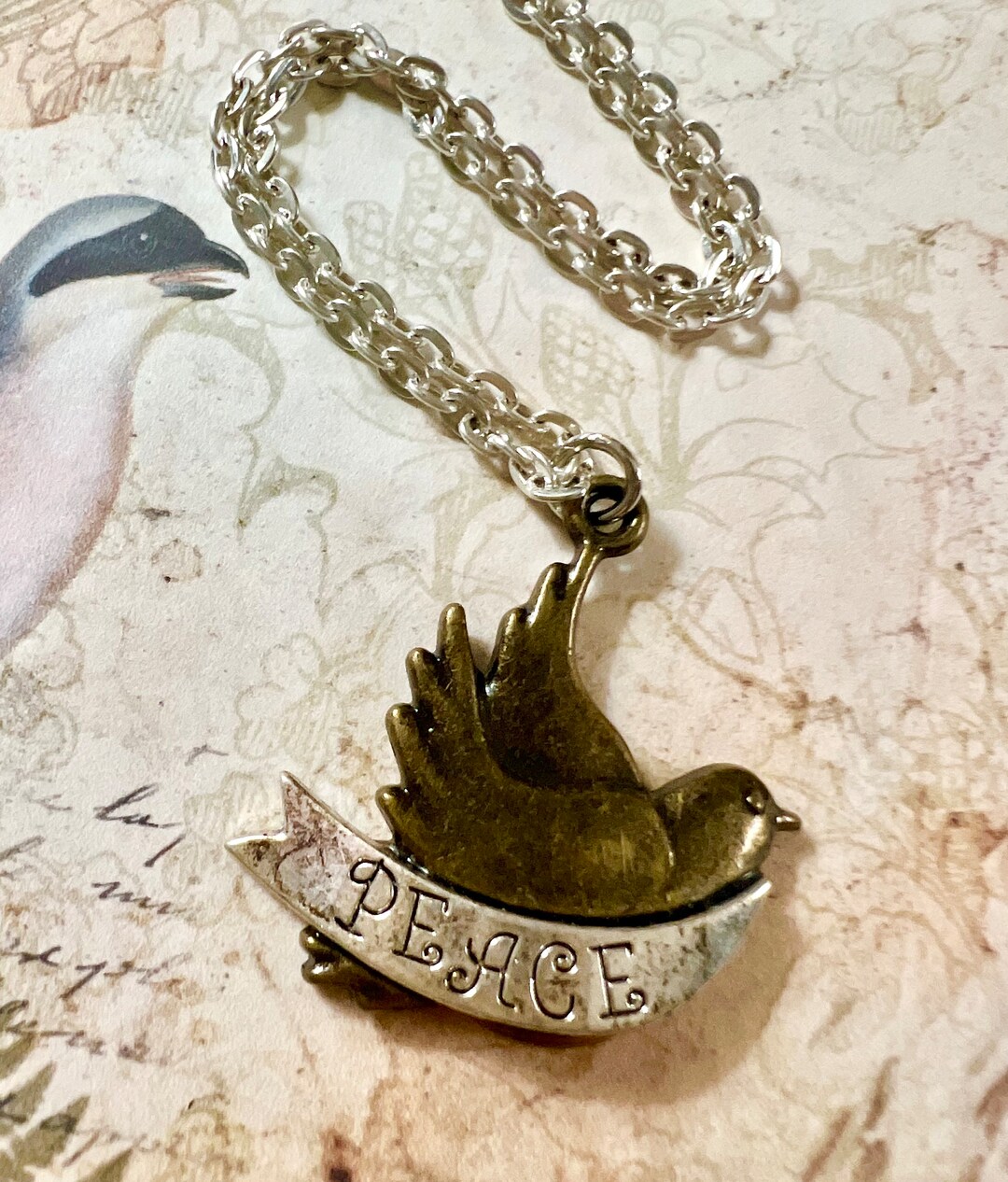 PEACE DOVE Pendant Inspirational Silver Bronze Healing Journey Art ...