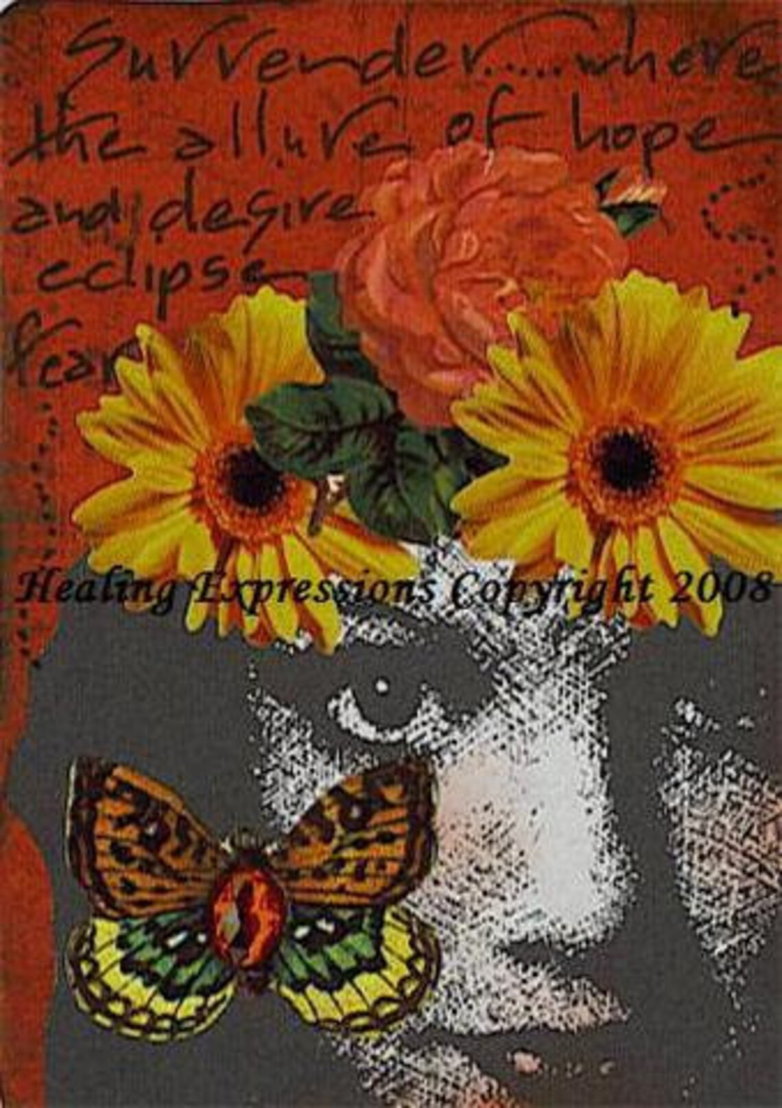 SURRENDER Altered Collage Inspirational Art Survivor Recovery Therapy ...
