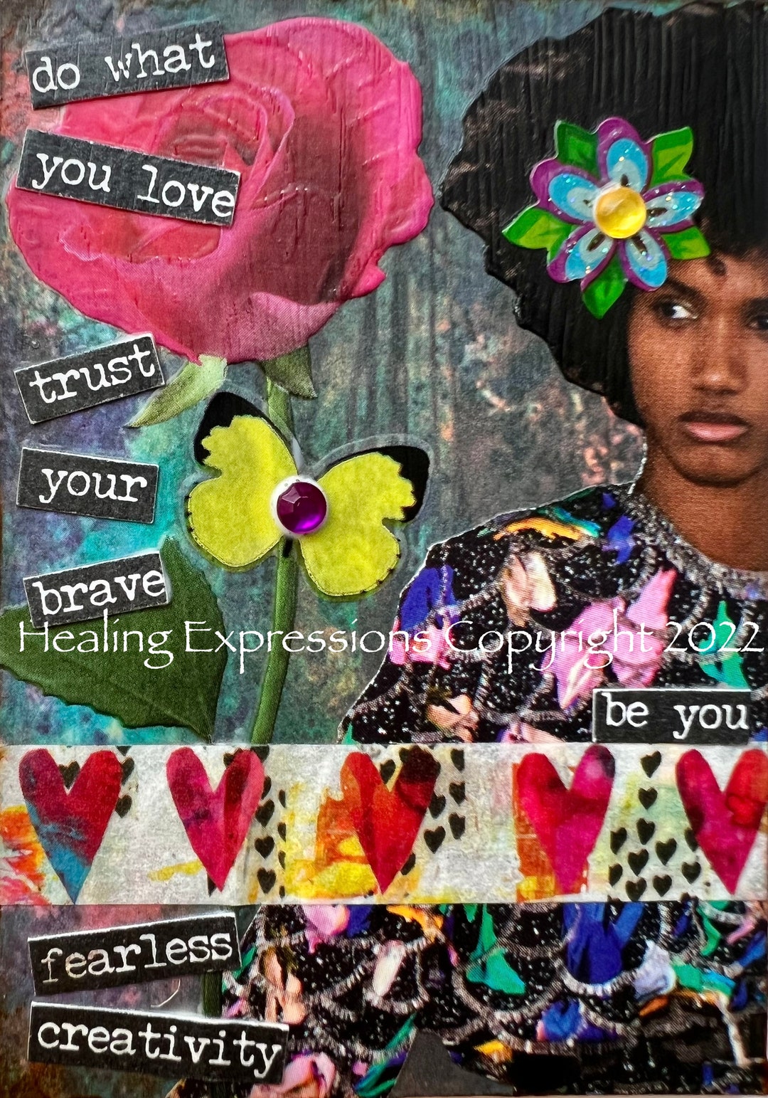 BE YOU Altered Healing Art Therapy TRUST Print Collage Card Atc Journal ...