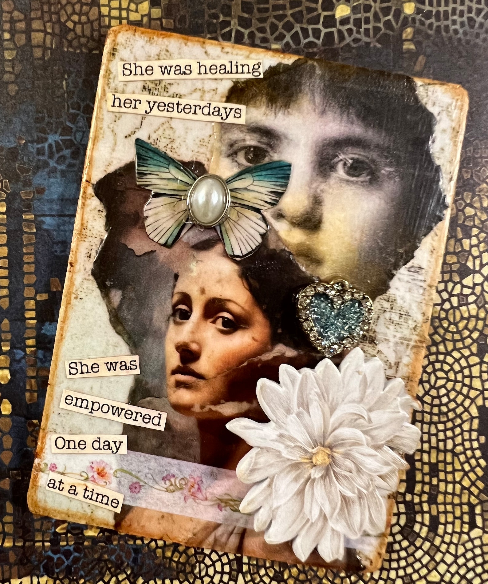 EMPOWERED Original Mini Collage Art Trading Card Atc Altered Recovery ...