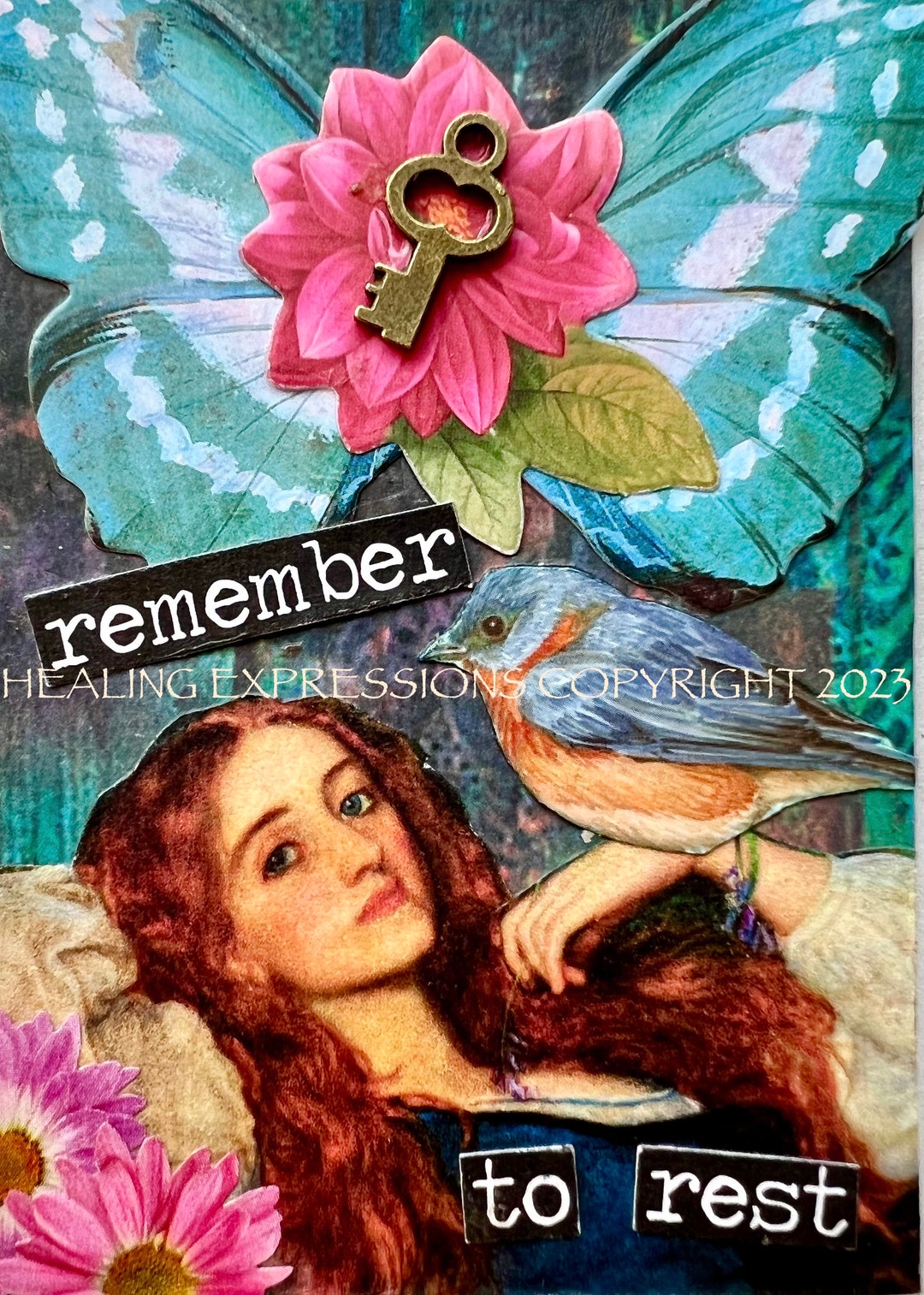 REMEMBER TO REST Collage Altered Art Therapy Inspirational Print ...
