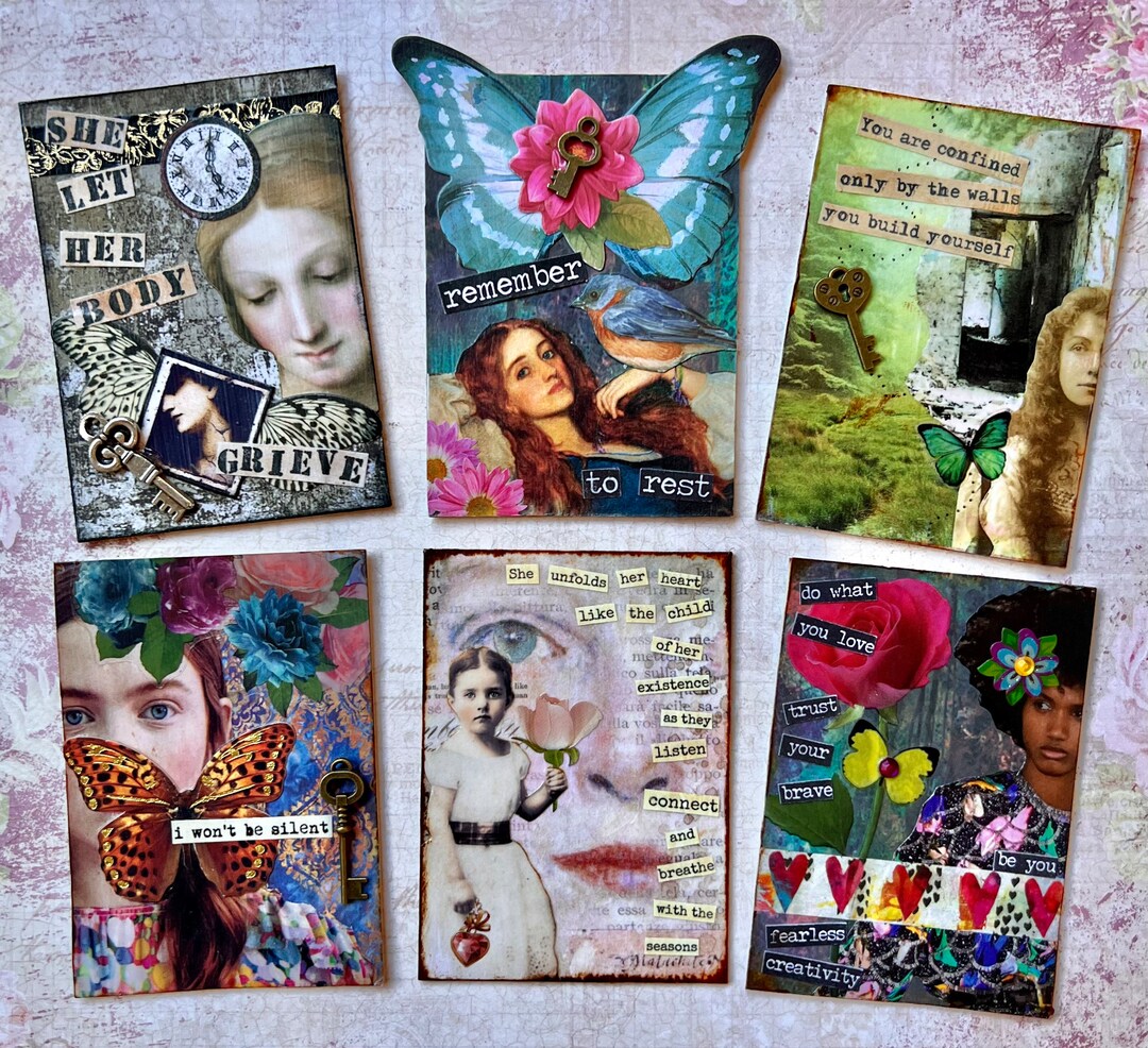 ORIGINAL MINI COLLAGES Art Trading Cards Atc Altered Art Therapy ...