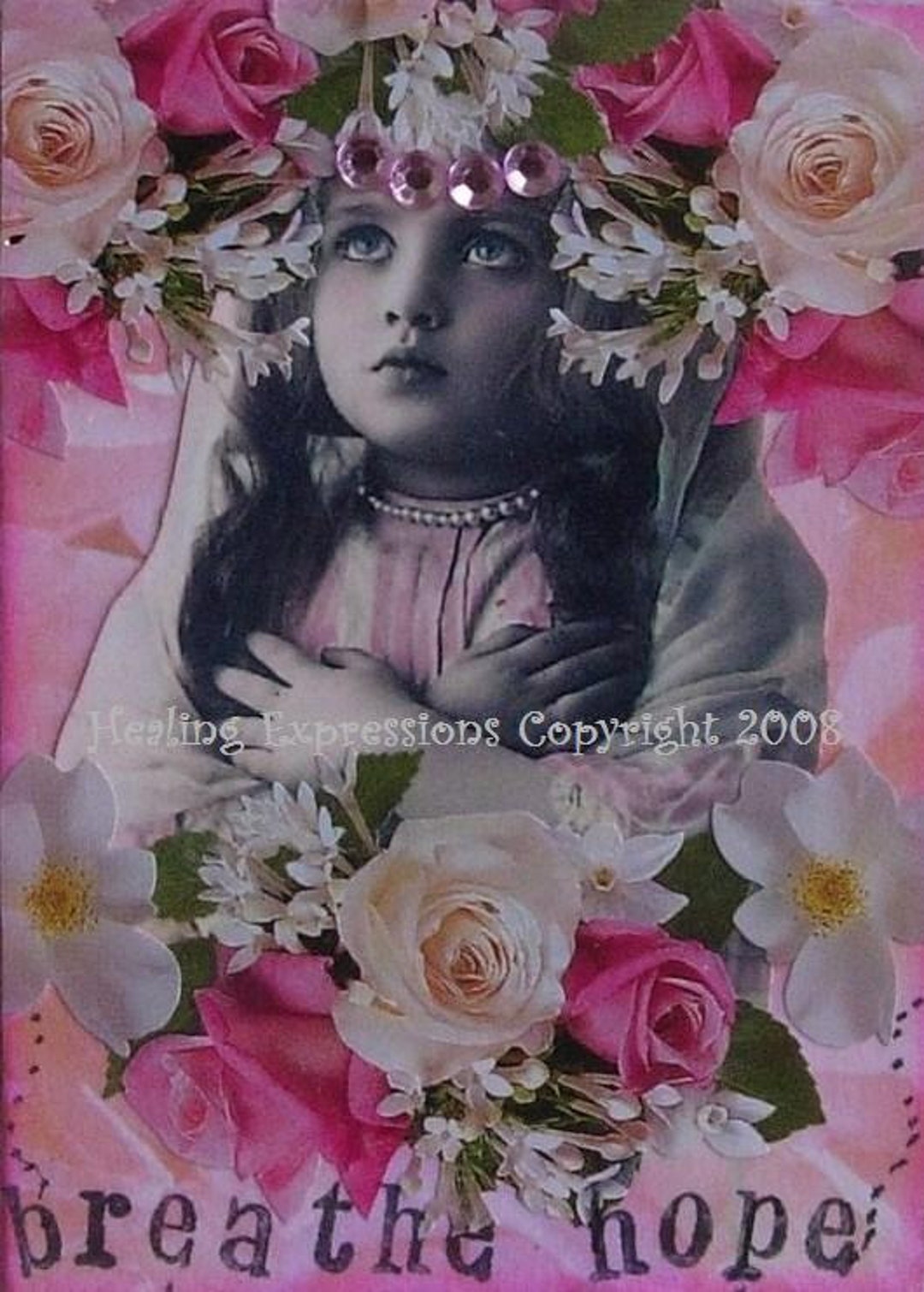 BREATHE HOPE vintage alterado arte collage esperanza terapia ...