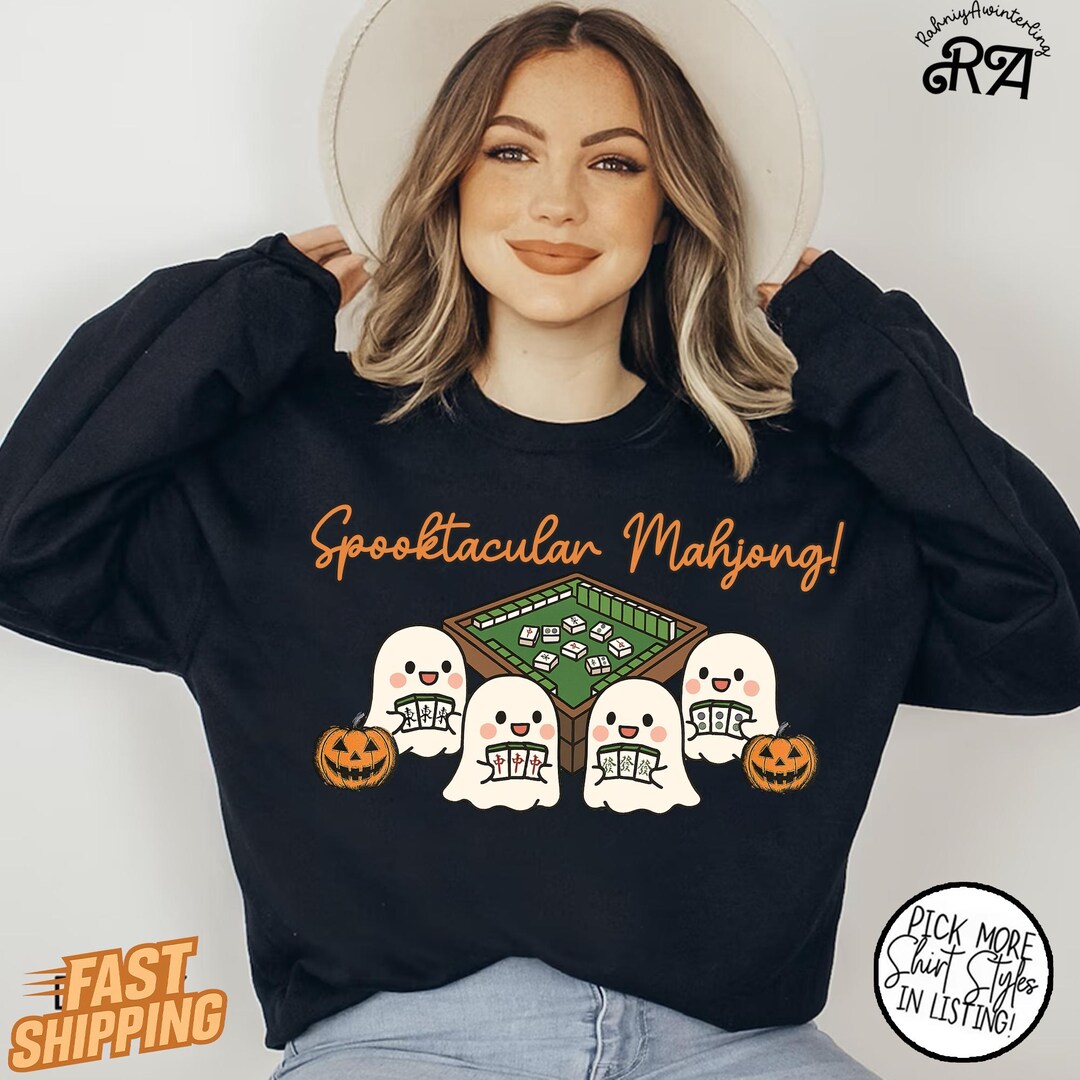 Spooktacular Mahjong Shirt, Halloween Mahjong Shirt, Ghost Mahjong Tee ...