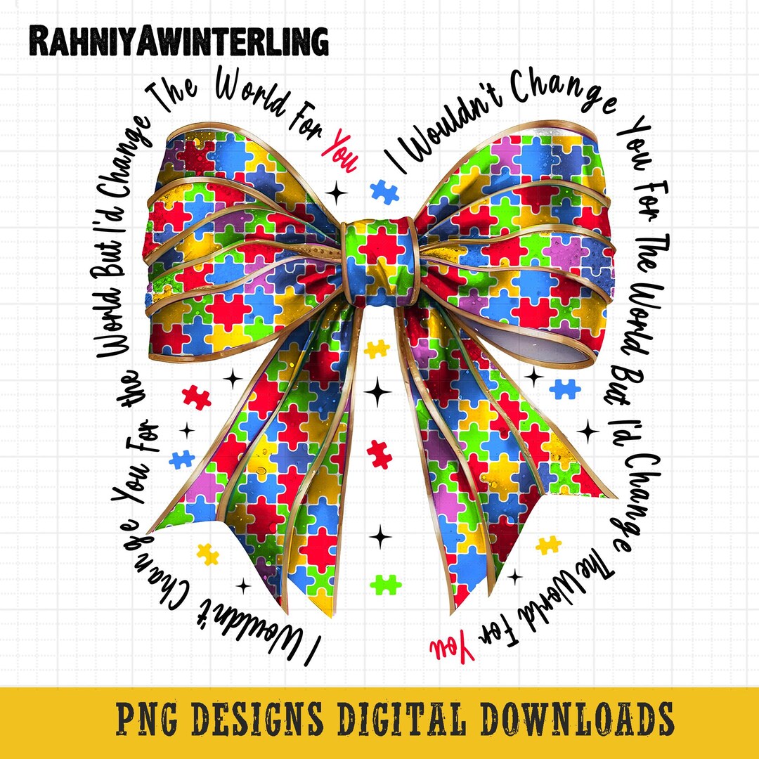 Austim Bow, Autism Png, Autism Awareness Png, Coquette Bow Png, Austism ...