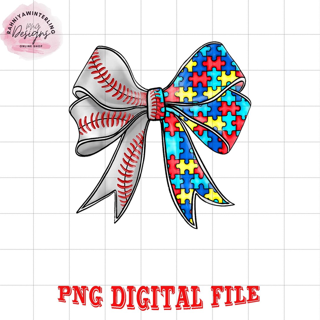 Autism Baseball Coquette Bow Png, Autism Awareness Coquette Png, Retro ...