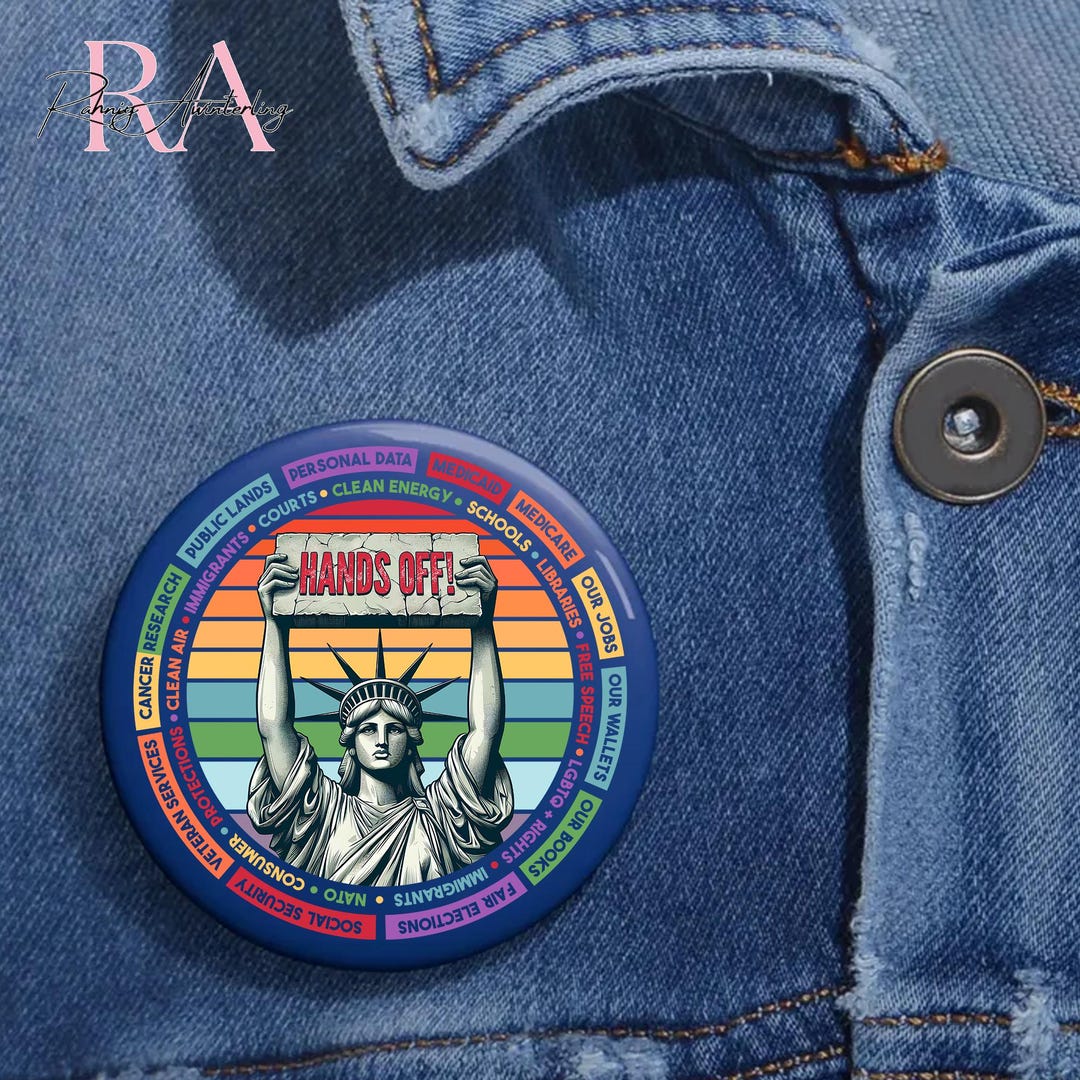 Hands off Protest Anti Trump Pin Buttons in 3 Sizes, Feminist Pin for ...