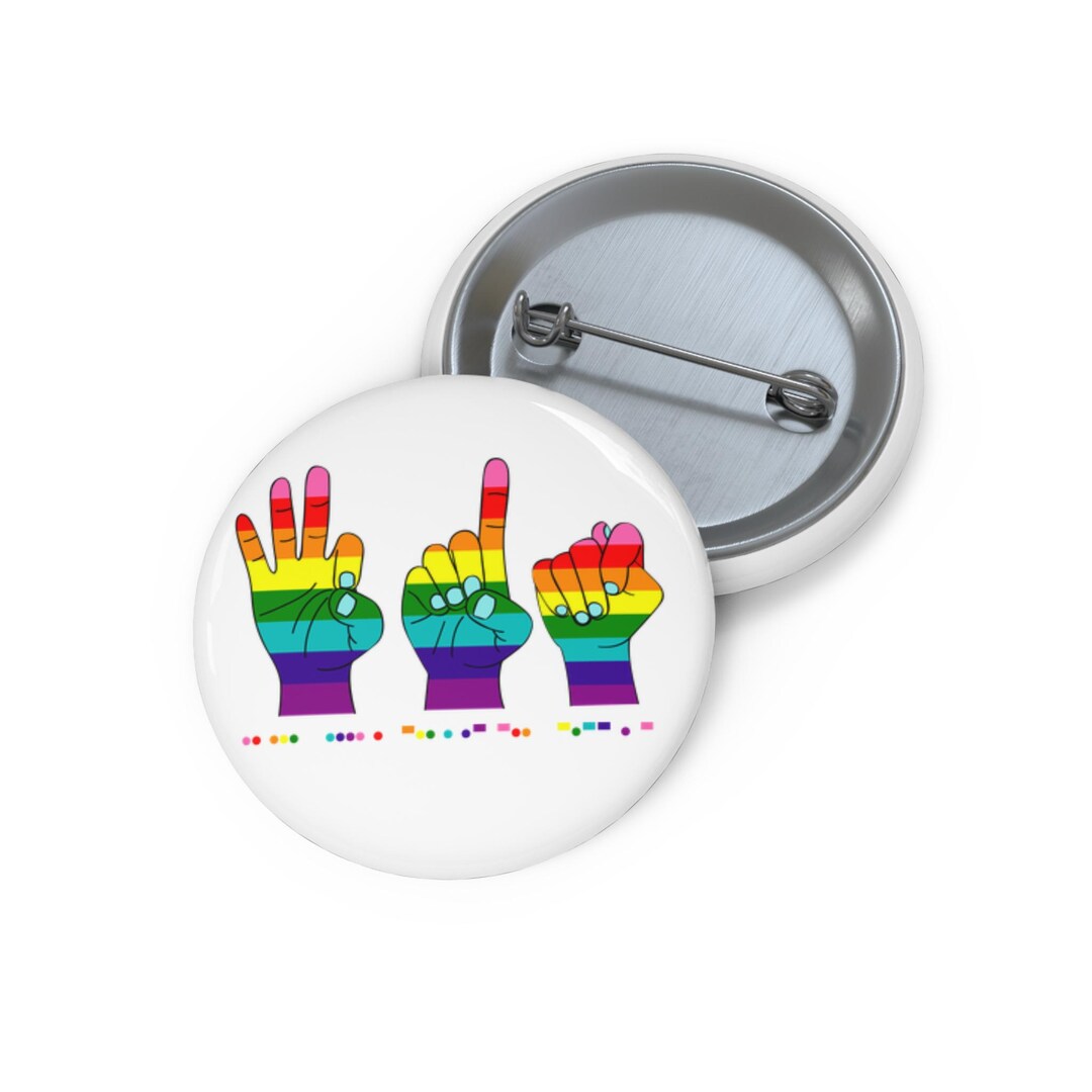 Anti Trump ASL Sign Language Pin, Rainbow Pride Morse Code Button ...