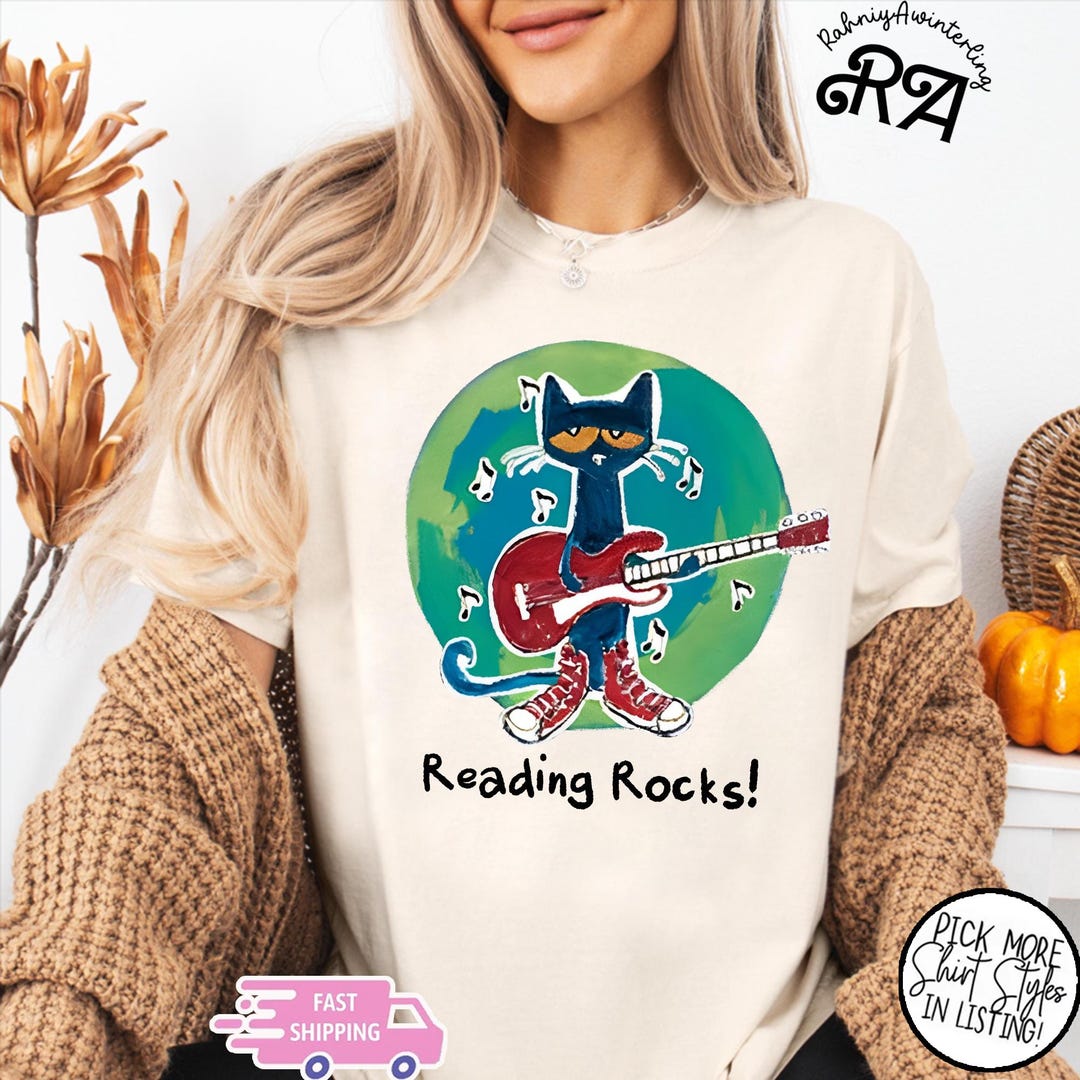 The Pete Cat Reading Rocks T-shirt, Children's Books Shirt, Teacher ...