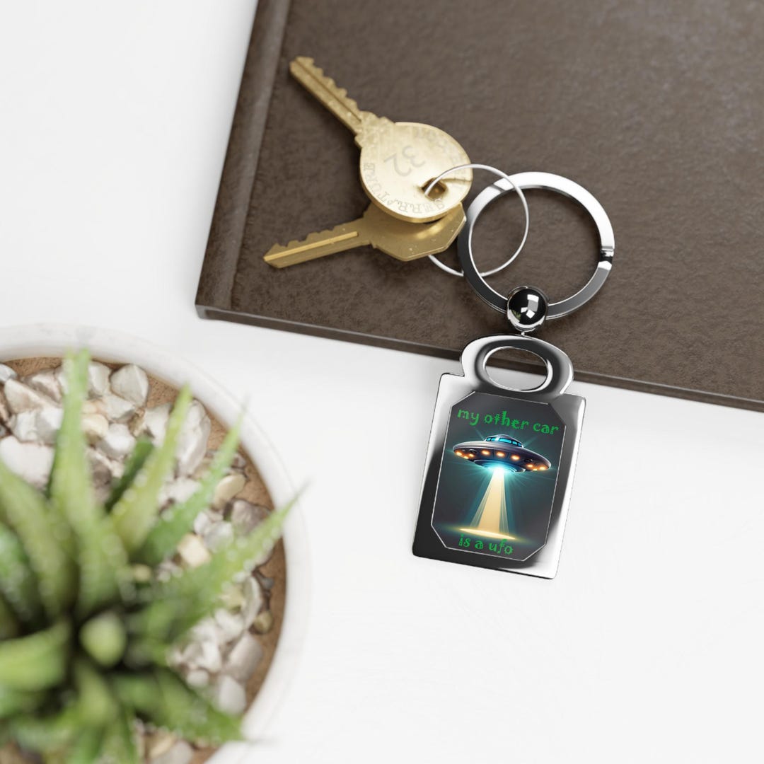 My Other Car is a Ufo Keychain, Fun UFO Design Photo Keyring, Unique ...