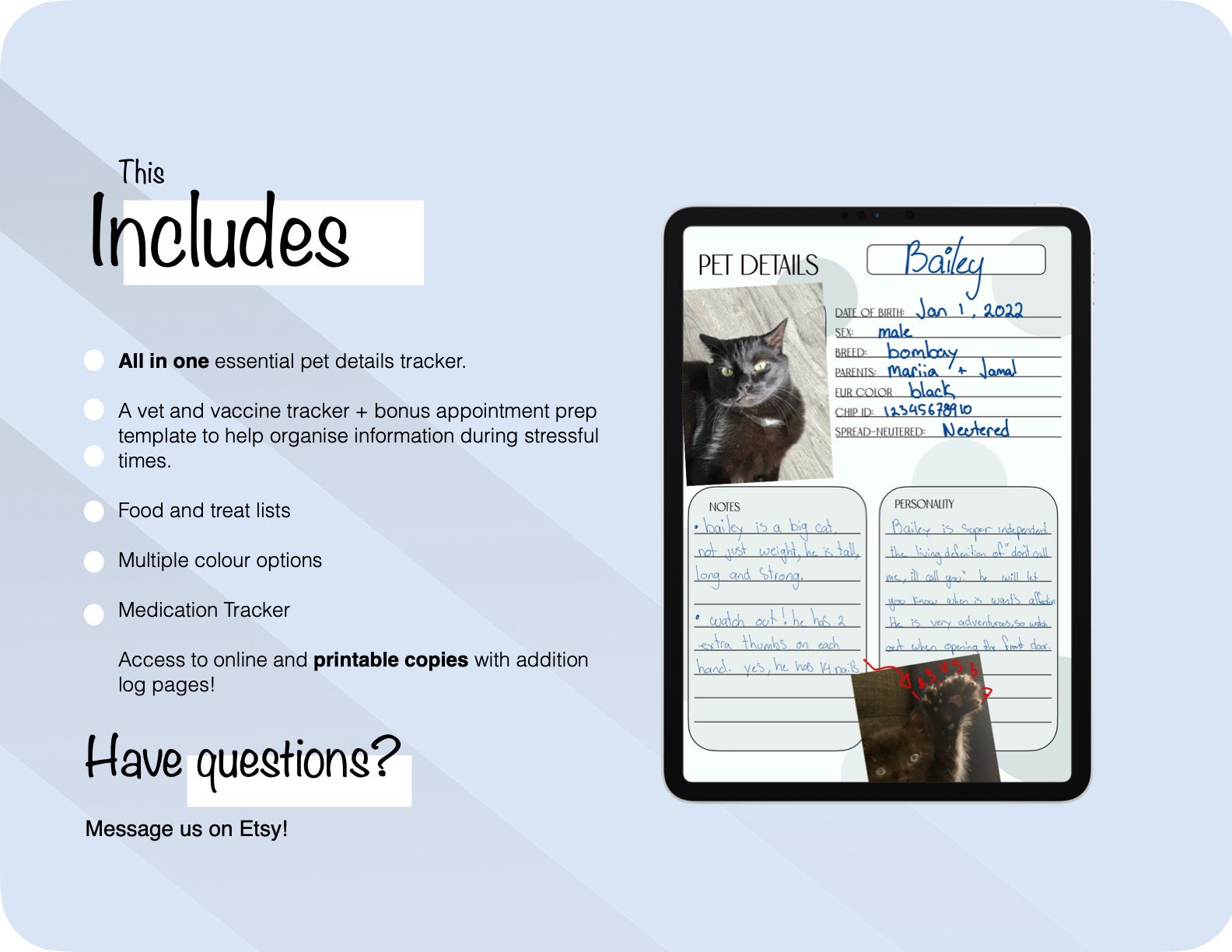 Essential Pet Care Tracker/planner - Veterinary Visits, Medication ...