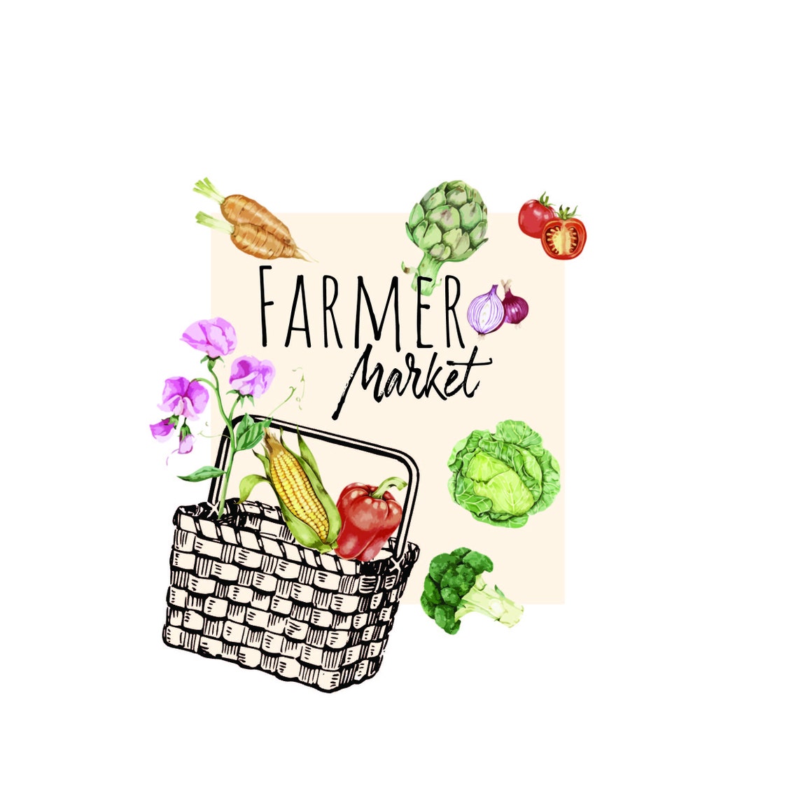 Farmer Market Tote Bag Digital Print - Eco-friendly Shopping Bag Design ...