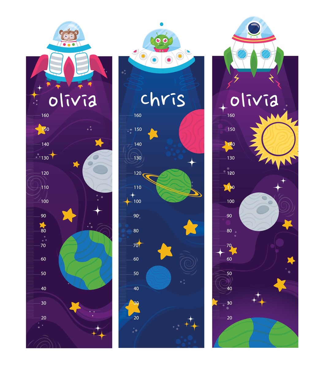 Personalized Kids Growth Chart - Digital Product | Editable PDF | Space ...