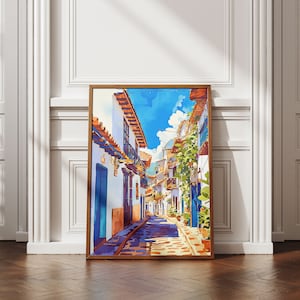 Mediterranean Street Scene Prints: Set of 2 Colorful Digital Art (PDF ...