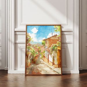Mediterranean Street Scene Prints: Set of 2 Colorful Digital Art (PDF ...
