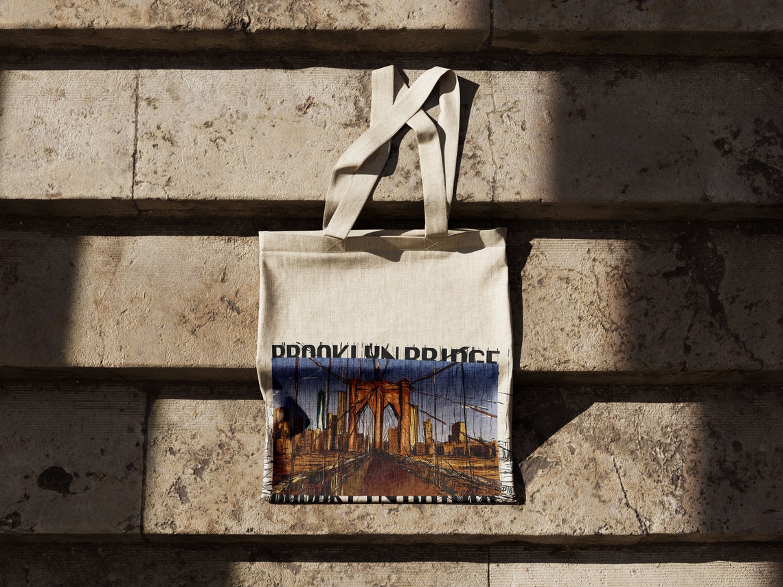 Brooklyn Bridge Tote Bag Digital Print - Urban Chic Design, New York ...