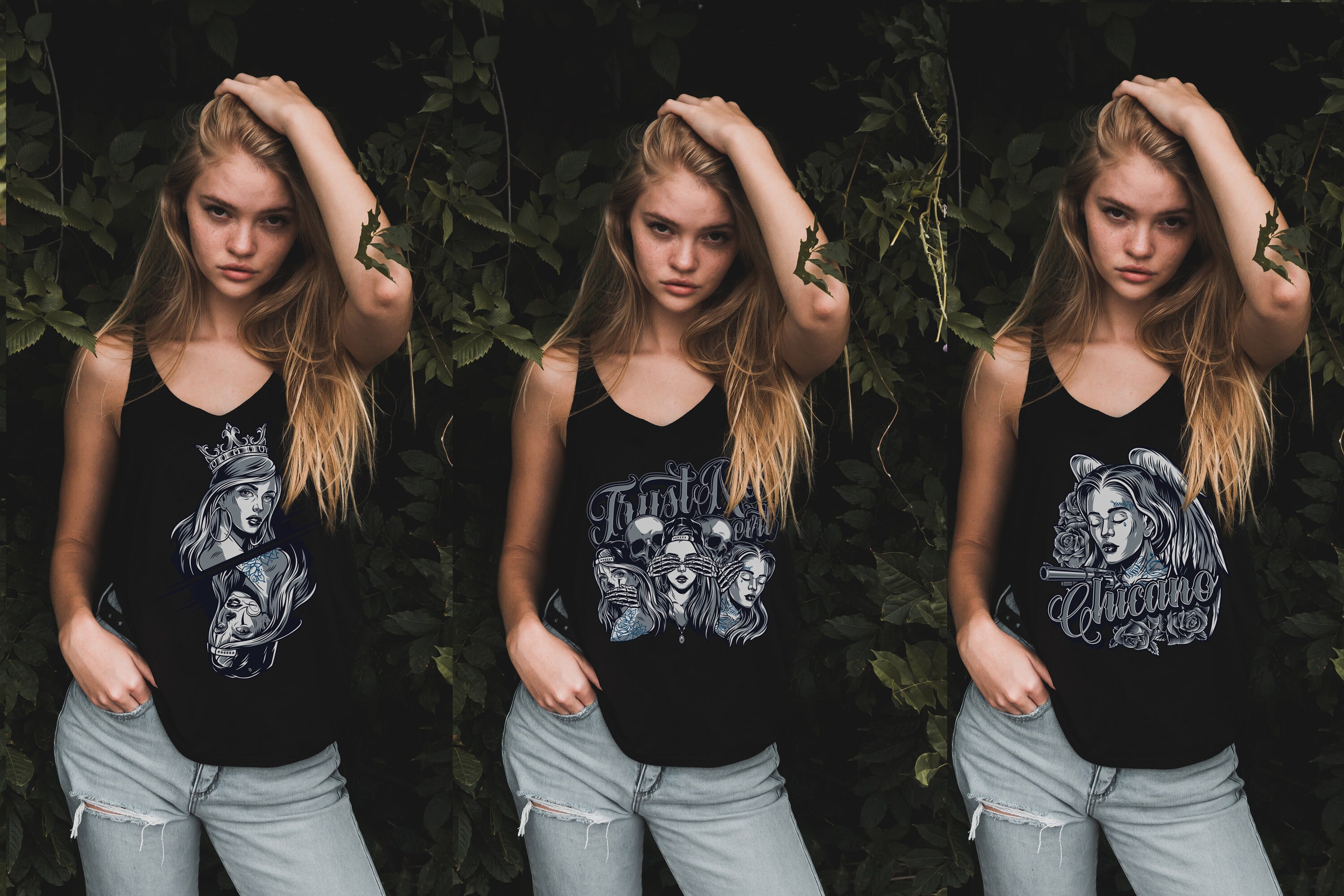 Chicano Street Art Graphic T-shirt - Urban Style Tattoo-inspired Tee ...