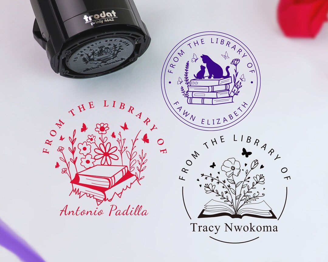 BOOK STAMP | Custom Library Stamp | Book Embosser | Embosser Stamp ...