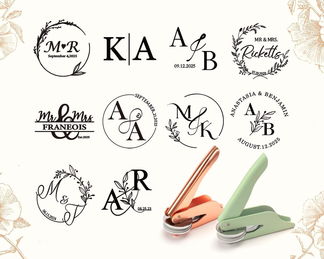 Personalized Wedding Embosser Stamp, Custom Monogram Embosser, Custom ...