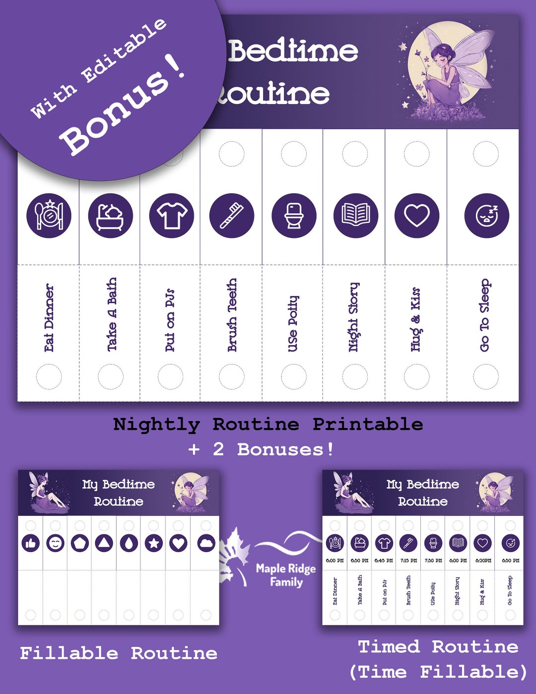 Nightly Routine Planner Chart for Kids Optimize Your Child's Bedtime ...