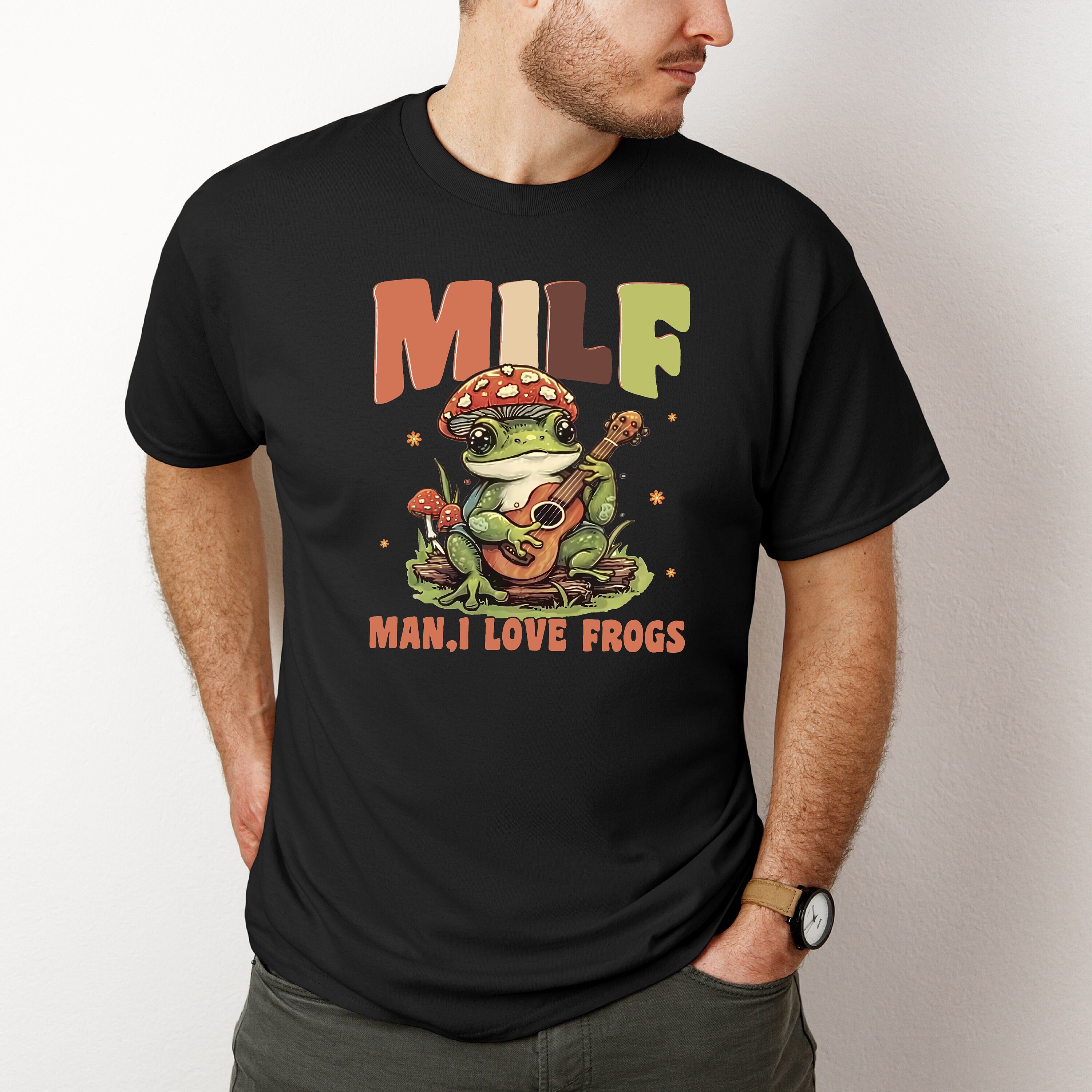 Retro Funny MILF Froggy Shirt, Cottagecore Frog Tshirt, Man I Love Frog ...