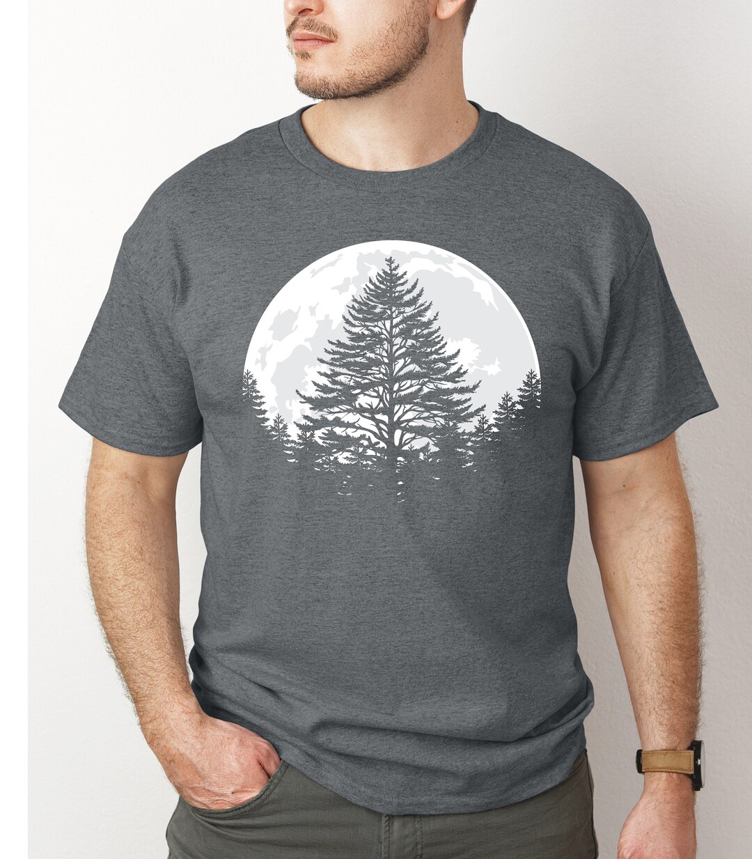 Full Moon Pine Tree Shirt: Wildlife Camping Tee - Etsy