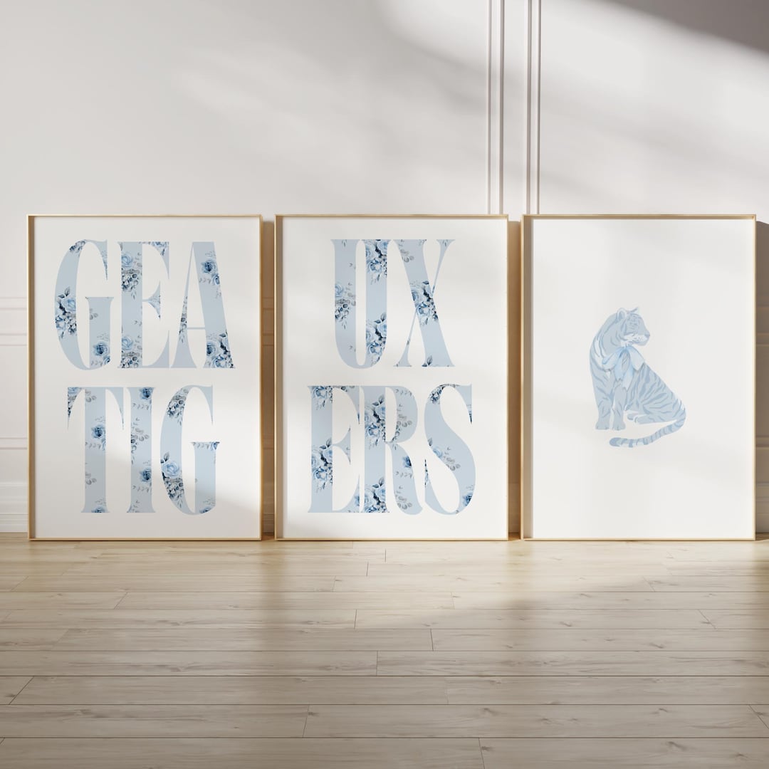 LSU Wall Art Geaux Tigers Blue Floral Lettering/digital Download ...