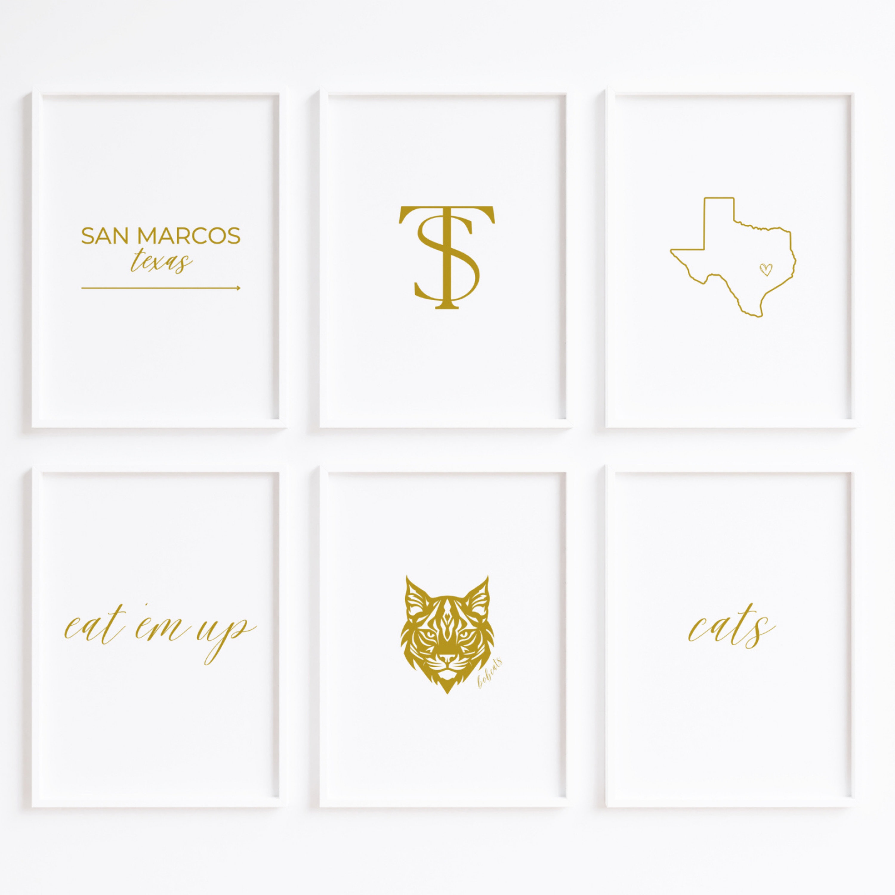 Texas State University Wall Art Gold Minimalist Design/college Dorm ...