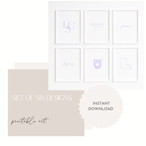 LSU Wall Art Light Purple Minimalist Design/college Dorm Decor/set of 6 ...