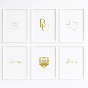 Bears Wall Art Gold Minimalist Design/college Dorm Decor/set of 6/sic ...