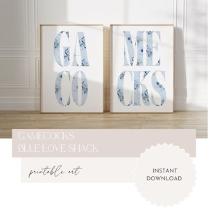 Gamecocks Wall Art Blue Floral/digital Download/college Dorm Decor/love ...
