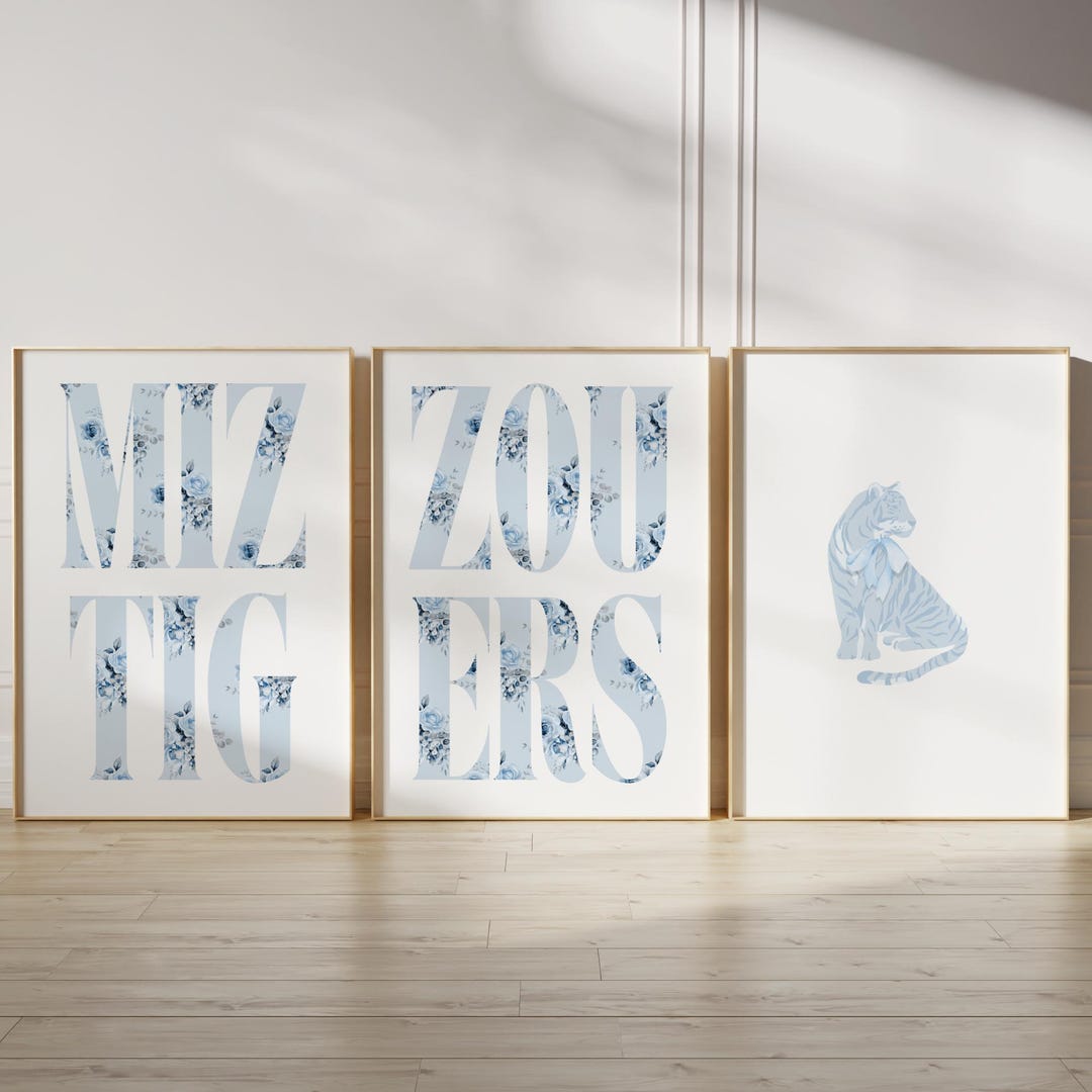 Mizzou Tigers Wall Art Blue Floral Lettering/digital Download/college ...