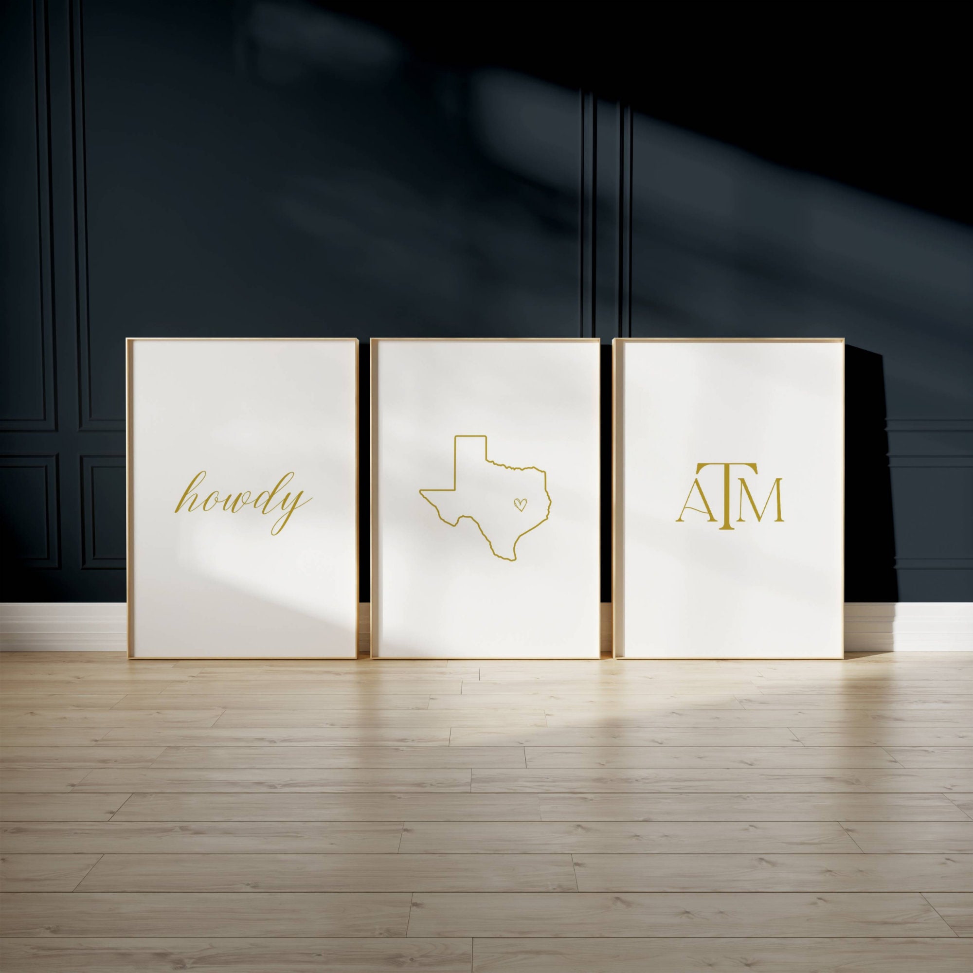 Texas A&M Wall Art Gold Minimalist Design Wall Art/college Dorm Decor ...