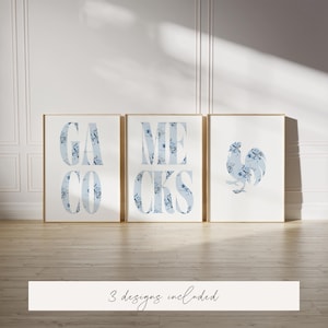 Gamecocks Wall Art Blue Floral/digital Download/college Dorm Decor/love ...