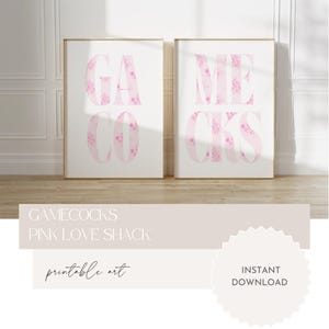 Gamecocks Wall Art Pink Floral/digital Download/college Dorm Decor/love ...