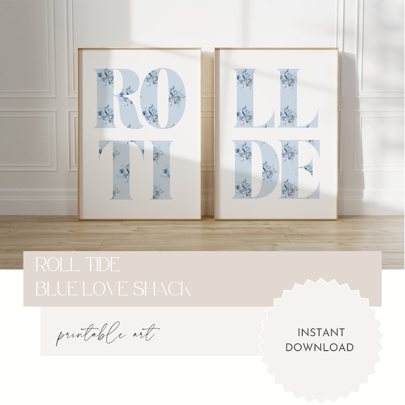 University of Alabama Wall Art Light Blue Floral/digital Download ...