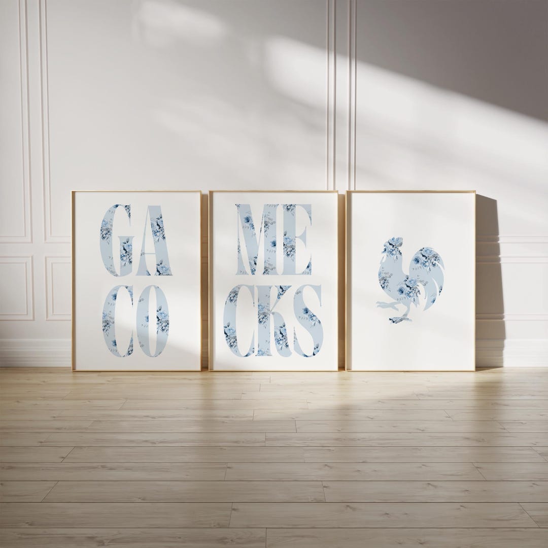 Gamecocks Wall Art Blue Floral/digital Download/college Dorm Decor/love ...