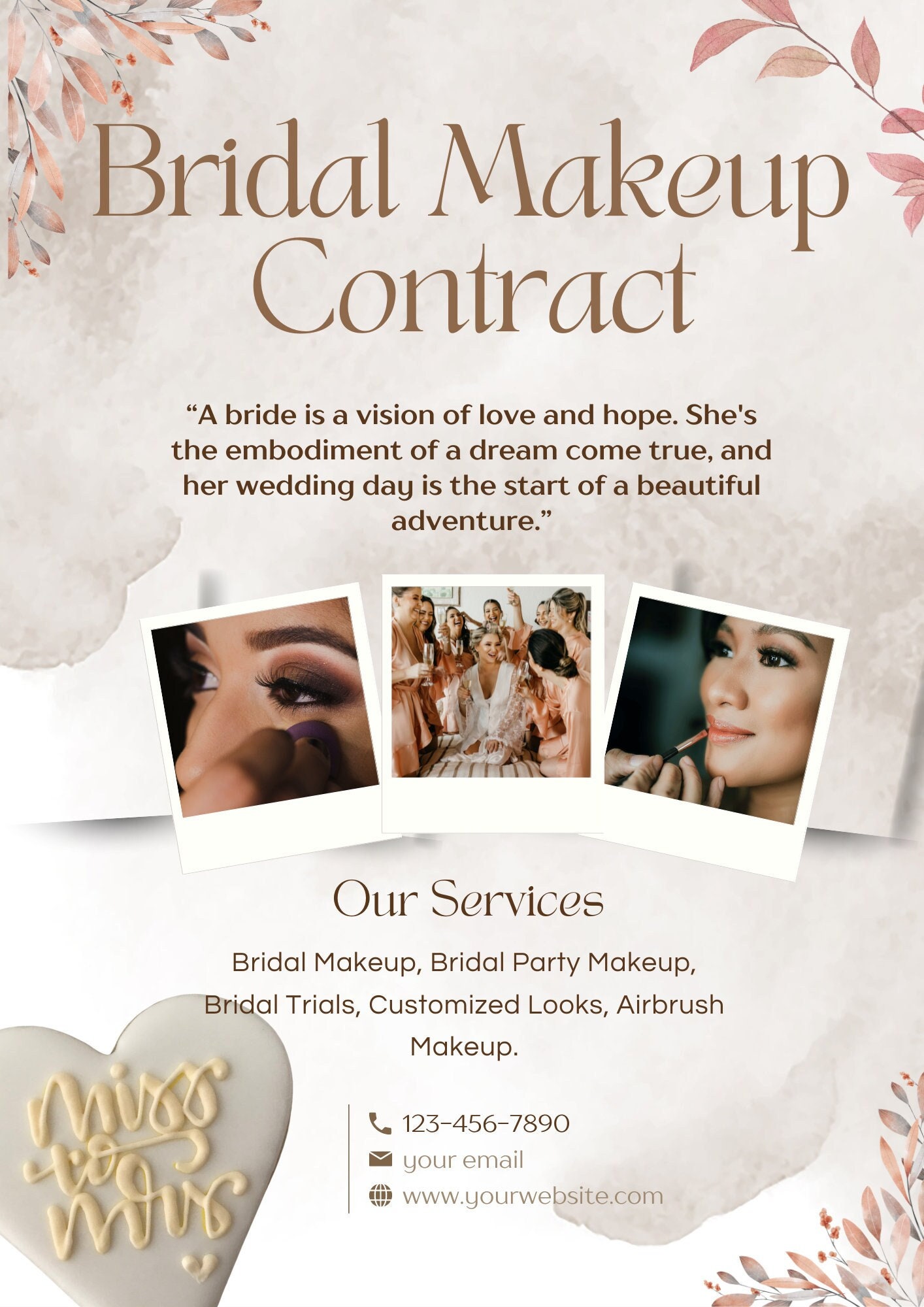 Editable Bridal Makeup Contract, Makeup Artist Contract, Bridal Makeup ...