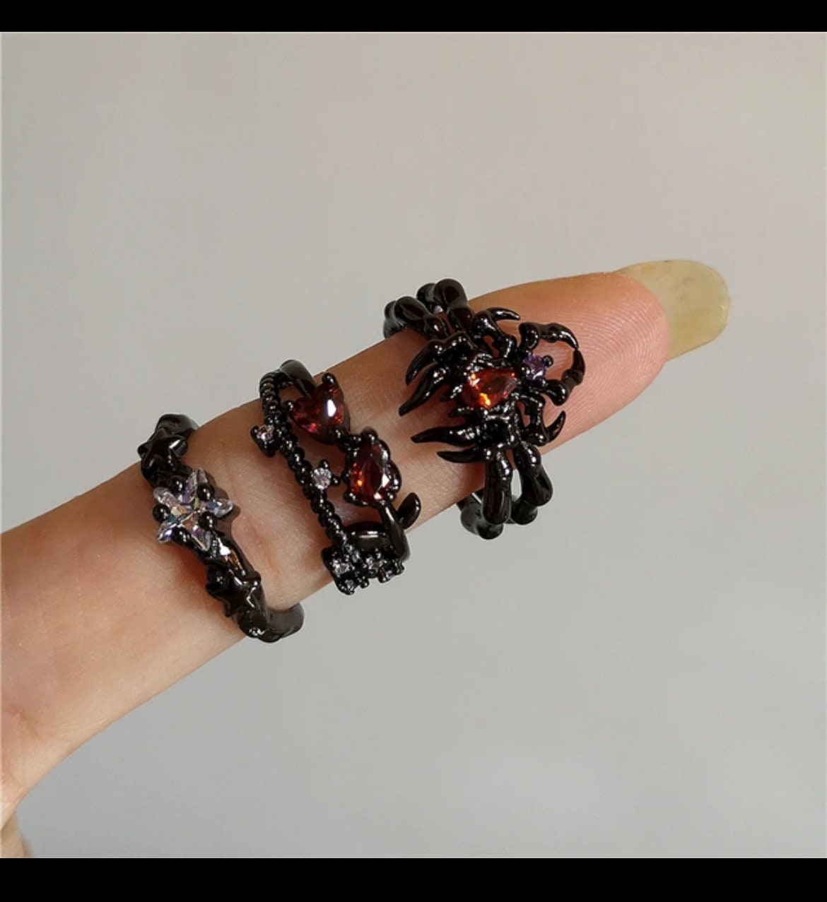 Edgy Vintage Goth Thorny Rose Couple Rings for Men Women Charm ...